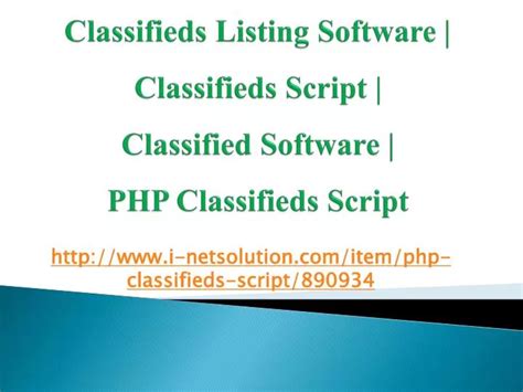 ppt classified software php classifieds script i netsolution
