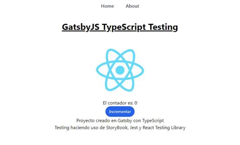 a project with react gatsbyjs and typescript with testing using atomic