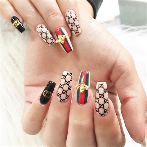 Gucci Designer Inspired Acrylic Nails In 2021 Gucci Nails Long