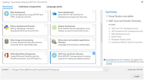 put a core app in a container with the new docker tools for visual