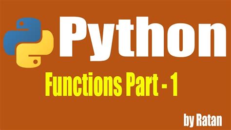 python tutorial functions in python part 1 by ratan youtube