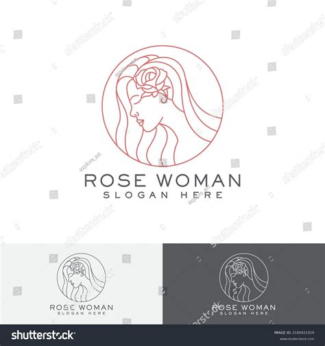Woman Face Rose Flowers Line Art Stock Vector Royalty Free 2180421919