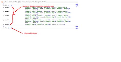 why array of objects is showing blank in firebug though it