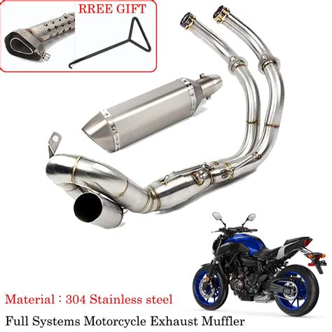 Mt 07 Fz07 Full Systems Slip On Motorcycle Exhaust Front Pipe Modified