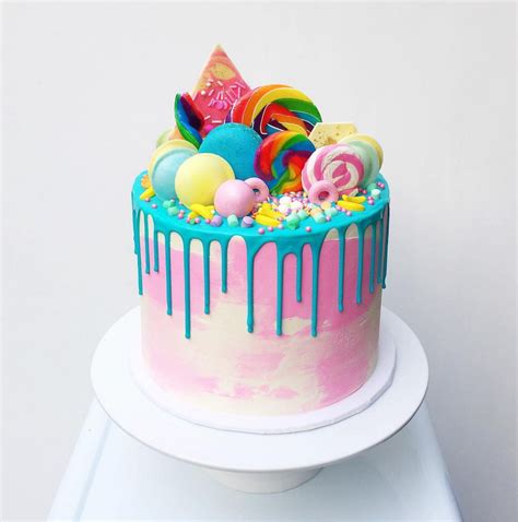 How To Make A Drip Cake With Candy Candy Birthday Cakes Candy Cakes