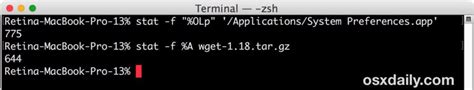 how to get octal file permissions from command line in mac os
