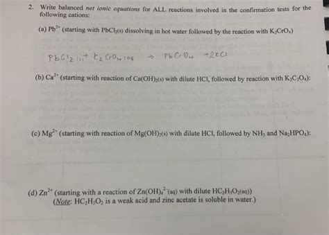 Solved Write Balanced Net Ionic Equations For All Reactions