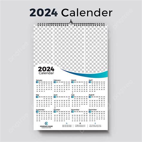 Plantilla De Calendario De Pared Vectorial 2024 Descarga Gratuita De