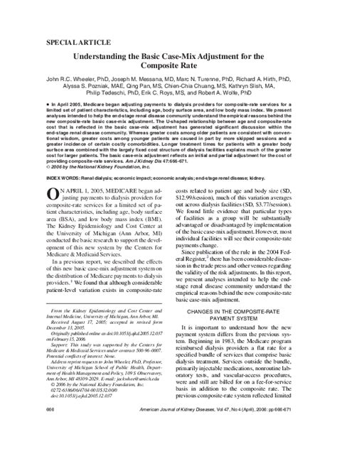 Pdf Understanding The Basic Case Mix Adjustment For The Composite