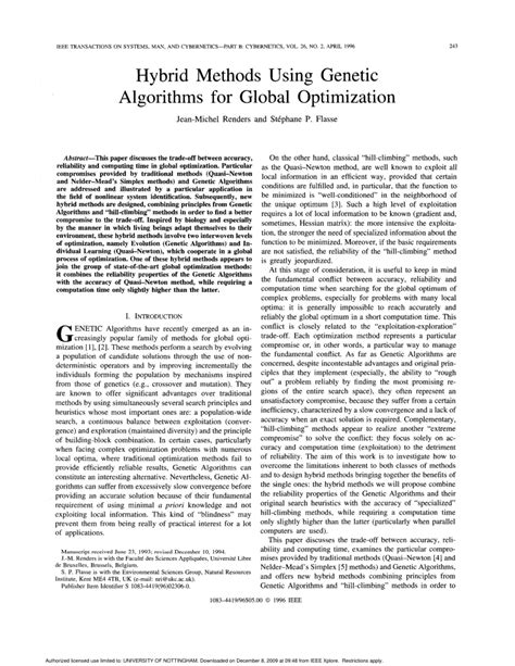 pdf hybrid methods using genetic algorithms for global optimization