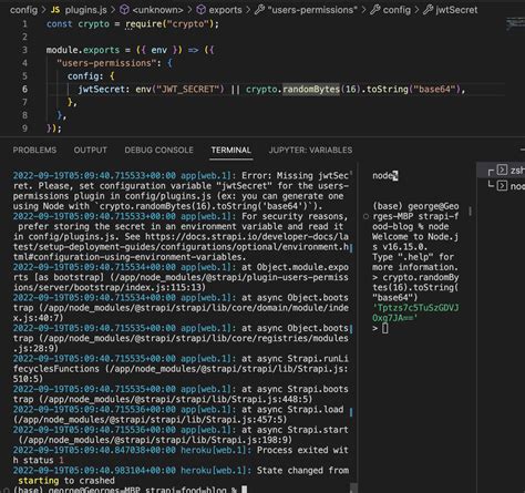 heroku missing jwtsecret please set configuration variable