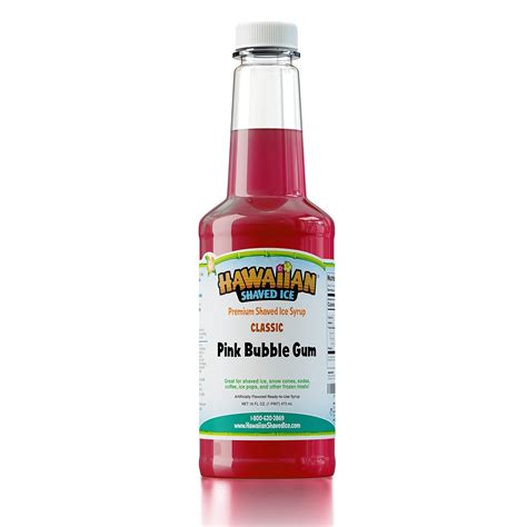 Hawaiian Shaved Ice Syrup Pint Pink Bubble Gum Flavor
