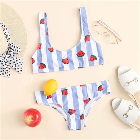 Romwe Sport Watermelon Print Striped Bikini Set 2018 New Summer Beach