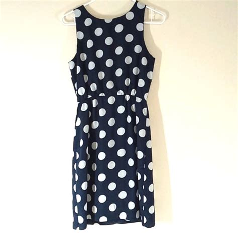 J Crew Dresses J Crew Women Dress Polka Dots Sz Navy Blue White