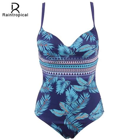Raintropical Sexy Women One Piece Swimsuit Push Up Swimwear Print