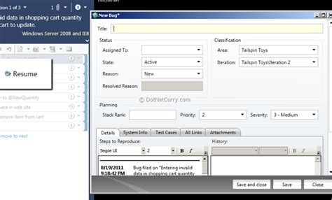 link defect work item with microsoft test manager mtm 2010 dotnetcurry