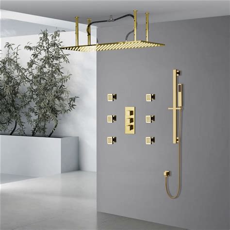 Fontana Diadema 30 40 Large Brushed Gold Solid Brass Rain Shower