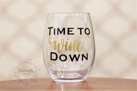 Set Of 4 Wine Glasses With Sayings Stemless Wine Glasses Etsy