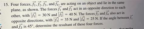 Solved 5 Four Forces F1 F2 F3 And F4 Are Acting On An