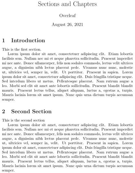sections and chapters overleaf online latex editor