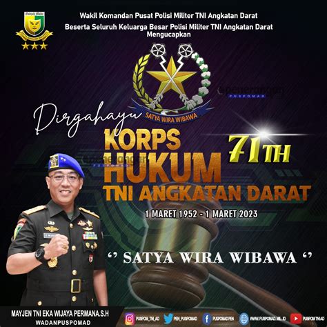 Dirgahayu Korps Hukum Tni Angkatan Darat Pusat Polisi Militer Tni Ad