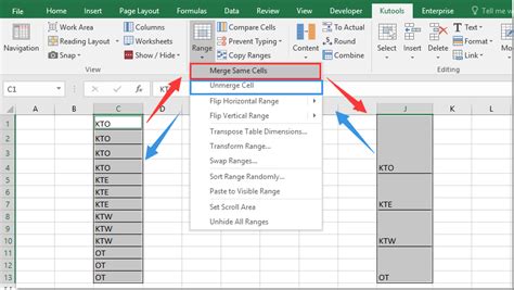 excel vba select row merged cells combine data and merge