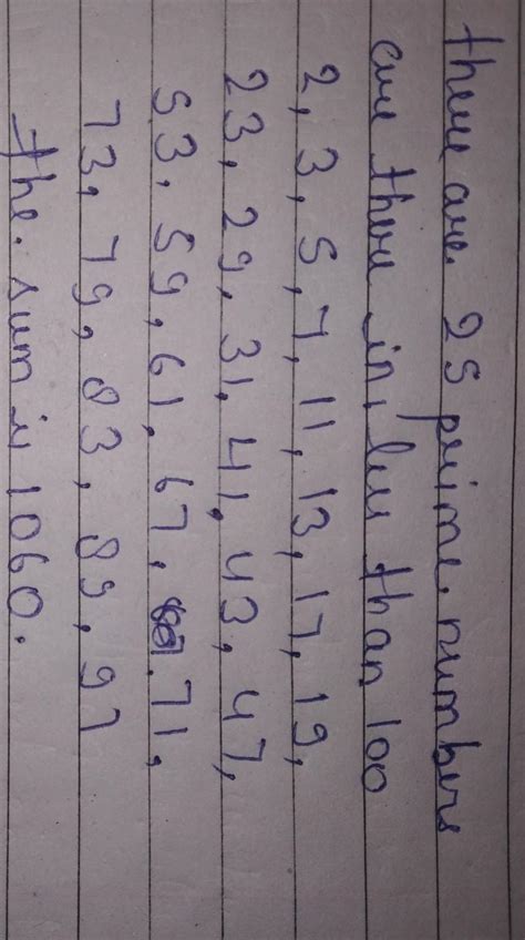 sum of all prime numbers between 1 and 100