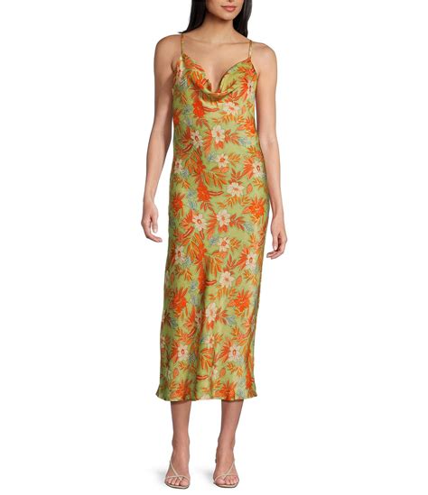 Evolutionary Sleeveless Tropical Floral Printed Slip Midi Dress Dillards