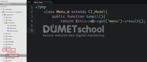 cara membuat menu dinamis menggunakan codeigniter dan mysql 6 kursus