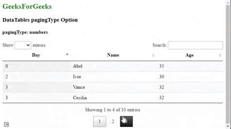 datatables pagingtype option geeksforgeeks