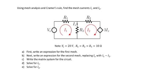solved using mesh analysis and cramer s rule find the me
