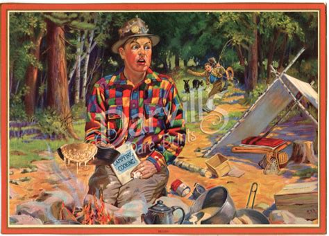 Vintage Calendar Prints Of Camping Outdoor Life Wildlife Deer Park
