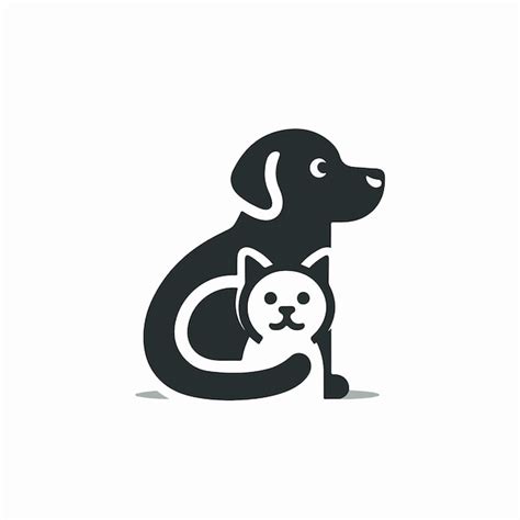 Logotipo De Perro Y Gato Con Un Estilo De Diseño Plano Simple Y