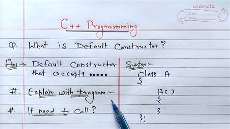 default constructor in c syntax and example of default constructor