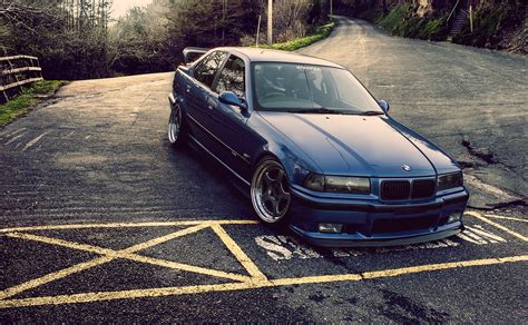 Bmw 3 Series Bmw E36 Tuning Road Dark Blue Car Hd Wallpaper