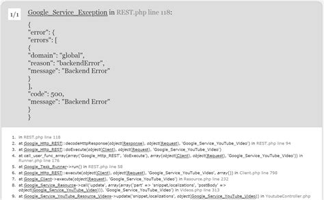 php i get 500 backend error and 400 invalidmetadata