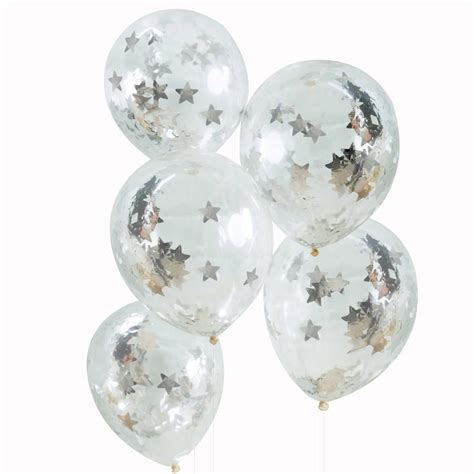 Silver Star Shaped Confetti Filled Ballons Inspired By Alma
