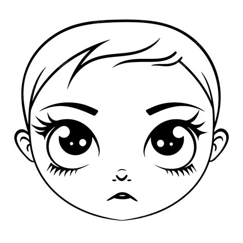 만화 소녀 얼굴 색칠 페이지 개요 스케치 드로잉 벡터 눈썹 그리기 눈썹 외곽선 눈썹 스케치 Png 일러스트 및 벡터 에
