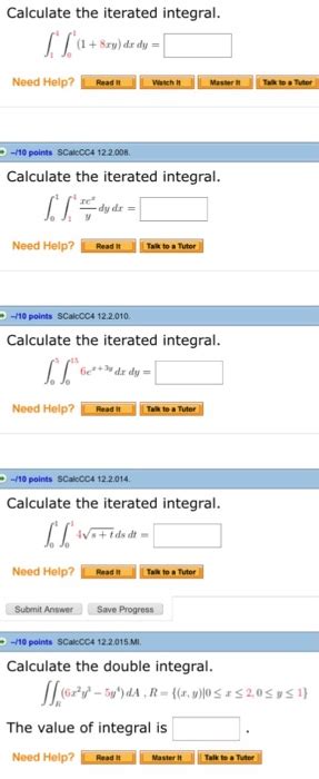 solved calculate the iterated integral integral 0 1