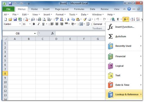 where is lookup and reference command in excel 2007 2010 2013 2016