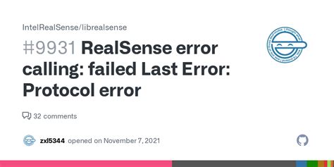 realsense error calling failed last error protocol error · issue