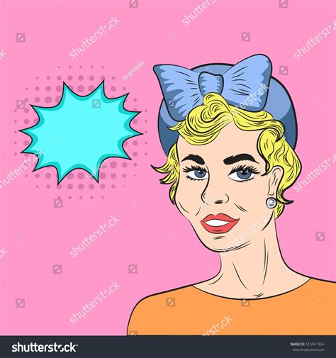 Pop Art Style Sketch Beautiful Blonde Stock Vector Royalty Free