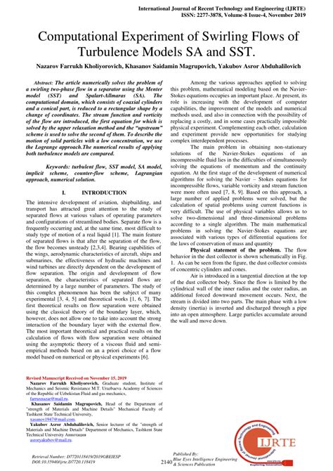 pdf computational experiment of swirling flows of turbulence models