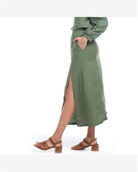 Riachuelo Saia Midi Em Linho Brohood Verde