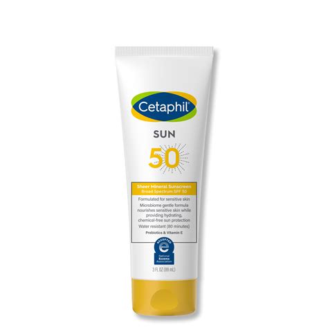 Cetaphil Sheer Sunscreen Lotion For Face And Body Spf 50 100 Mineral Uv