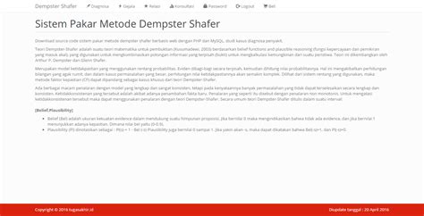 source code sistem pakar metode dempster shafer dengan php