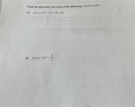 Solved Find The Derivative For Each Of The Following 3