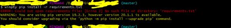 git bash error could not open requirements file [errno