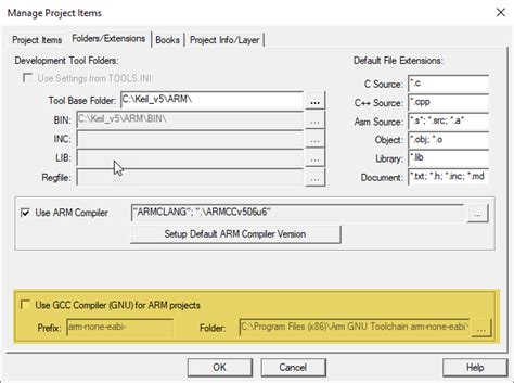 use arm non eabi gcc from keil to da14531 example projects bluetooth
