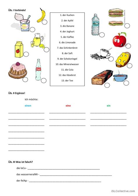 Essen Und Trinken Allgemein… Deutsch Daf Arbeitsblätter Pdf And Doc